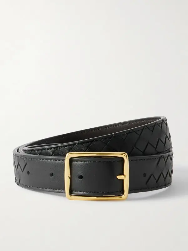 Bottega Veneta Intrecciato Leather Belt - Brown