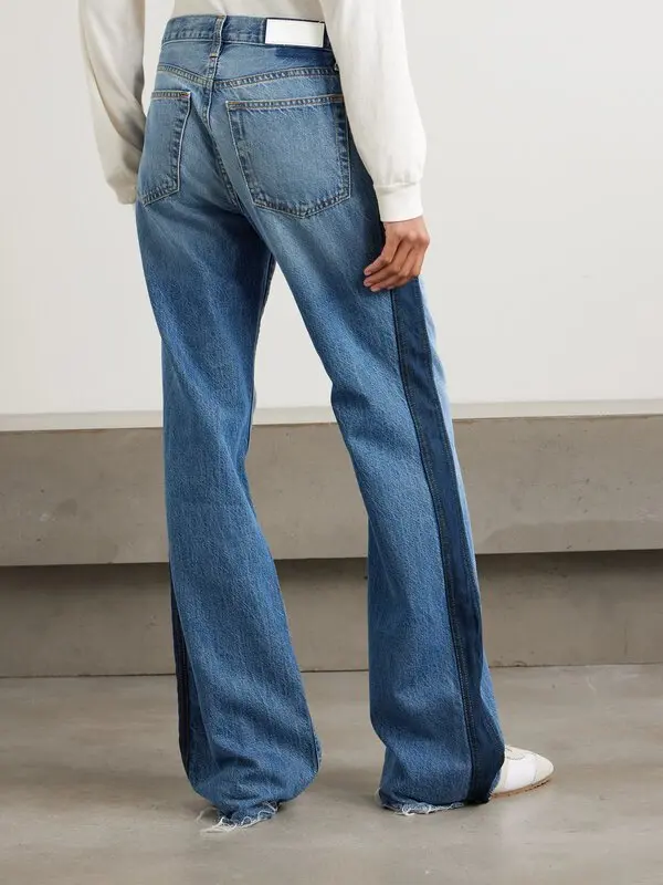 RE/DONE The Californian Frayed Two-tone Mid-rise Wide-leg Jeans