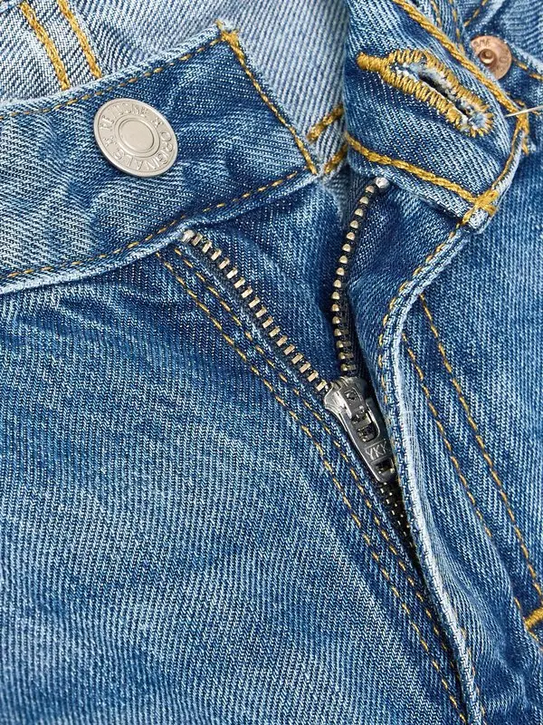 RE/DONE The Californian Frayed Two-tone Mid-rise Wide-leg Jeans