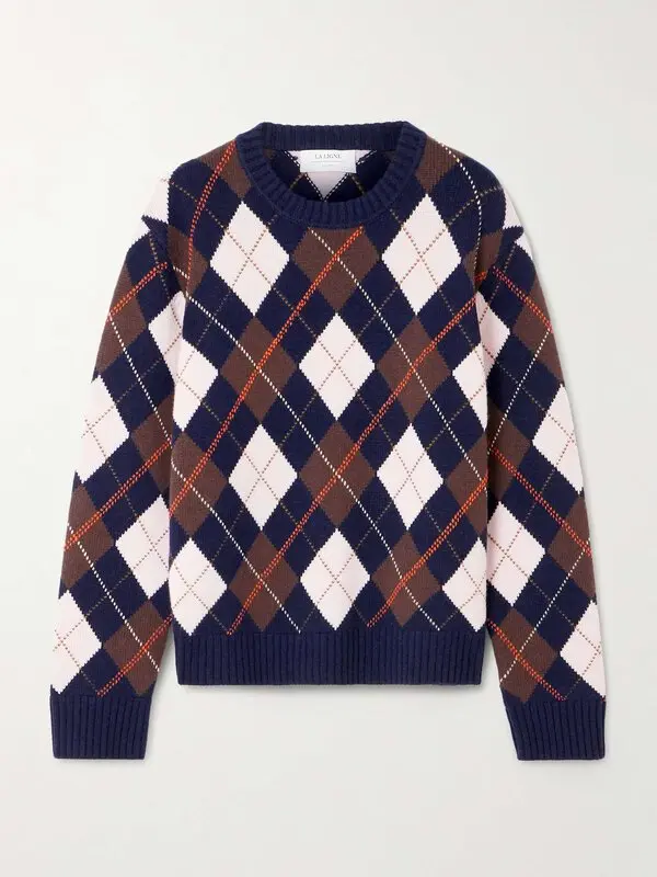 LA LIGNE Argyle Wool And Cashmere-blend Sweater