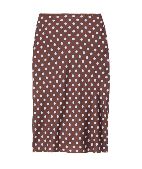 Posse Leo Polka-dot Tencel-blend Satin Midi Skirt - Brown