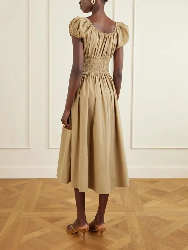 DÔEN Cotton-poplin Midi Dress - Neutrals
