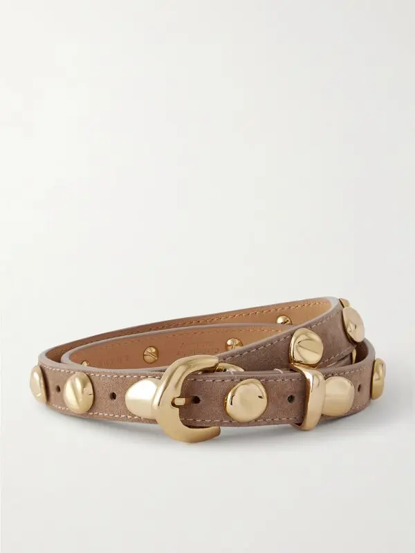 AMANU The Vaal Studded Suede Belt - Neutrals