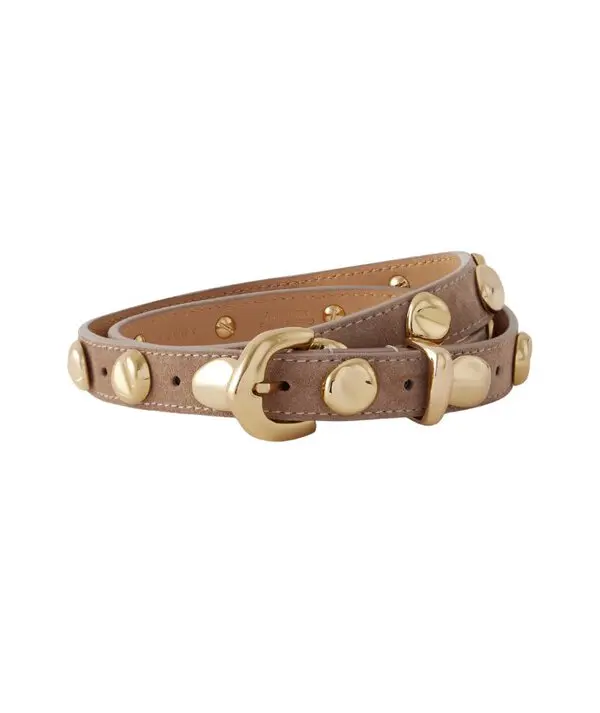 AMANU The Vaal Studded Suede Belt - Neutrals