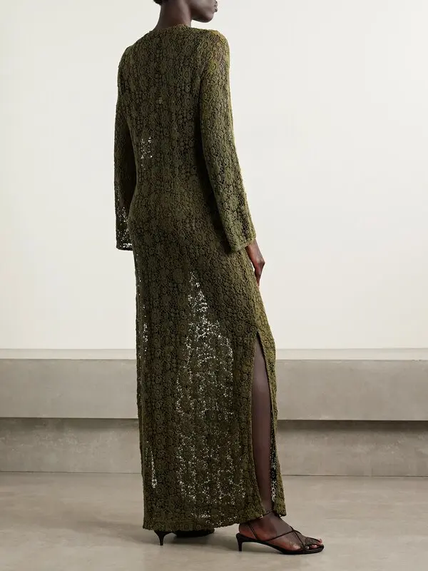 Nili Lotan Della Cotton Crochet Maxi Dress - Green | Editorialist