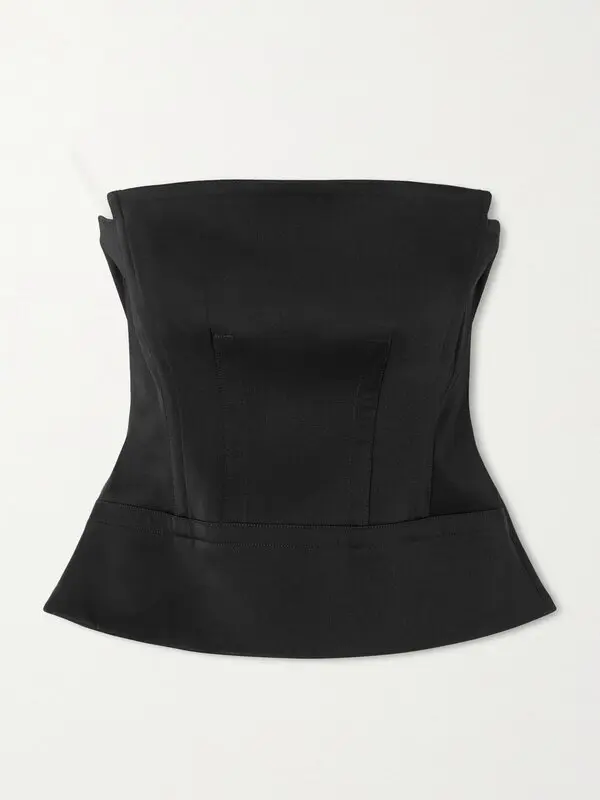 Another Tomorrow Architectural Satin-crepe Bustier Top
