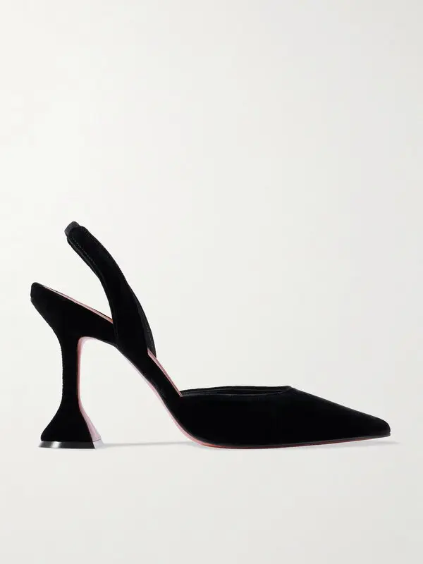 Amina Muaddi Holli Velvet Slingback Pumps