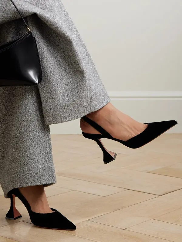 Amina Muaddi Holli Velvet Slingback Pumps