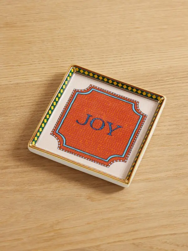 La DoubleJ Mini Gold-plated Porcelain Tray - Orange