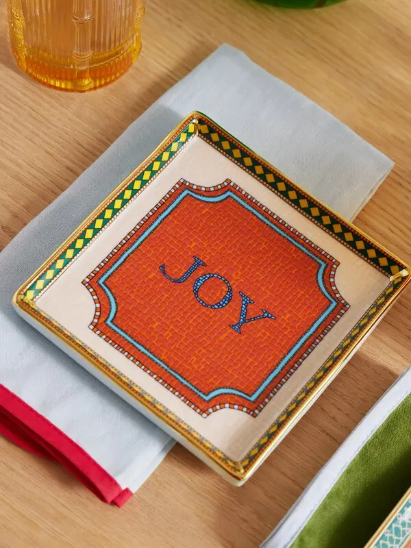 La DoubleJ Mini Gold-plated Porcelain Tray - Orange