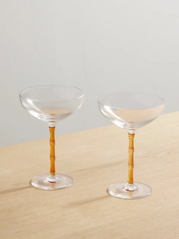 La DoubleJ Set Of Two Crystal Champagne Coupes - Yellow