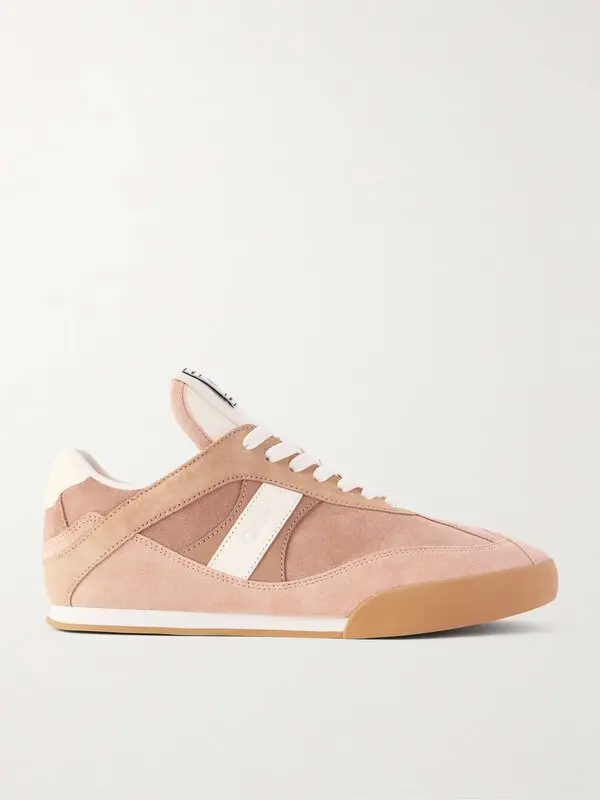 Chloé Kick Paneled Leather-trimmed Suede Sneakers - Beige