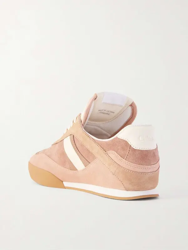 Chloé Kick Paneled Leather-trimmed Suede Sneakers - Beige