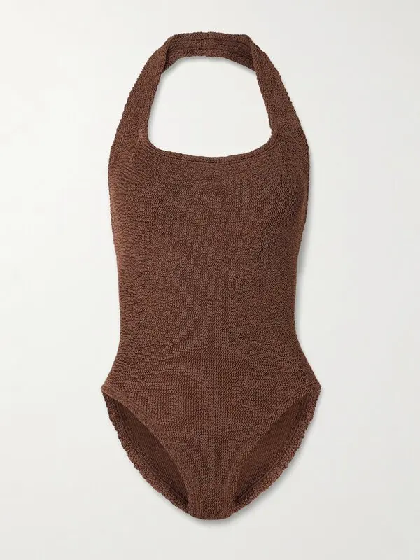 Hunza G Original Crinkle Halterneck Swimsuit - Brown