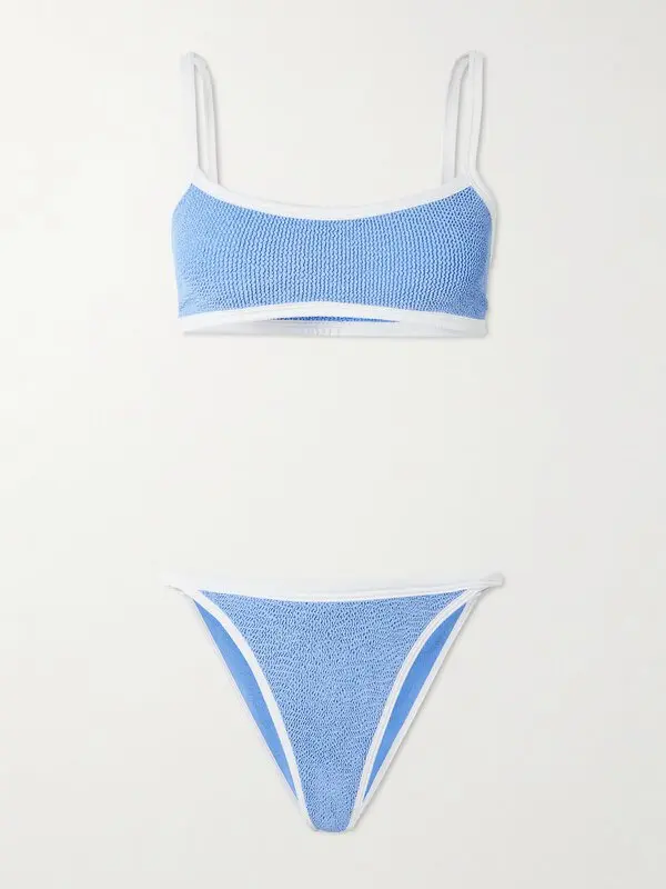 Hunza G Tyler Two-tone Seersucker Bikini - Blue