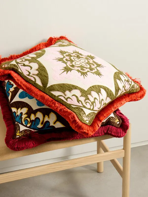 La DoubleJ Fringed Chenille-jacquard Cushion