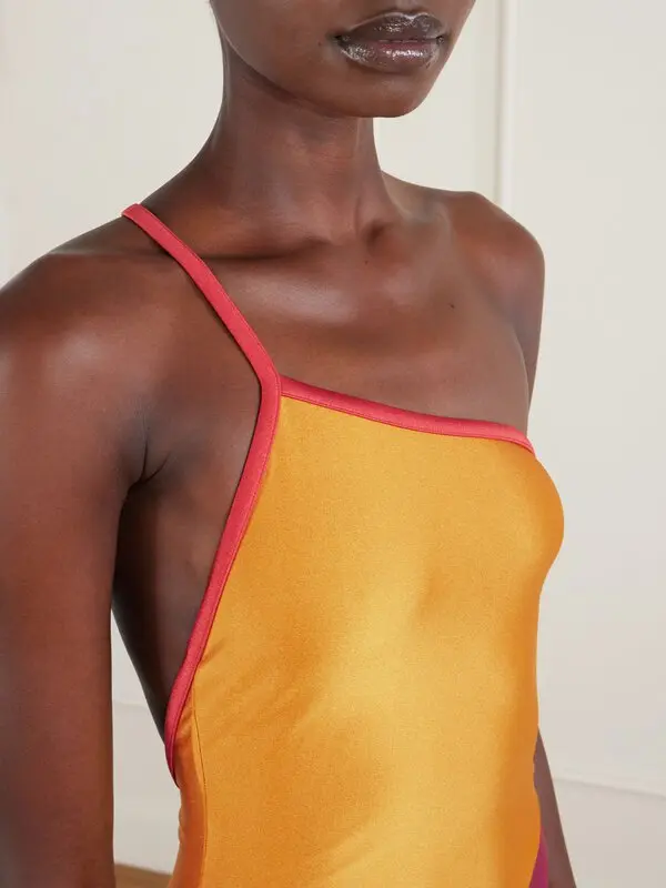 Saint Laurent One-shoulder Color-block Swimsuit