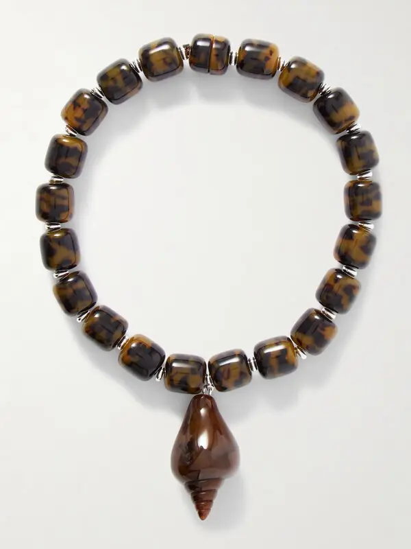 JULIETTA Concha Rhodium-plated Resin Necklace - Tortoiseshell