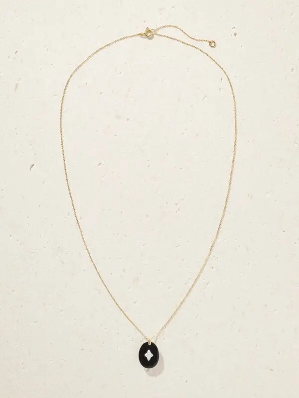 Pascale Monvoisin Gina 9-karat Gold Diamond And Resin Necklace - Black