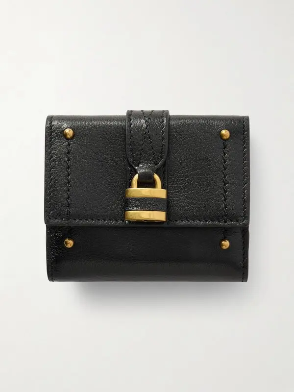 Chloé Paddington Embellished Textured-leather Cardholder - Black