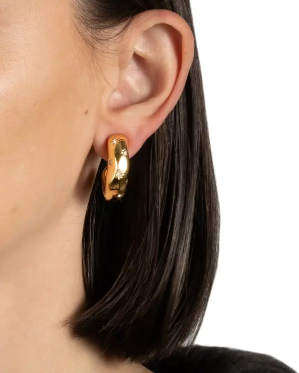 Alexis Bittar Starburst Crystal Huggie Earrings - Gold