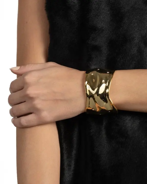 Alexis Bittar Starburst Crystal Wide Cuff Bracelet - Gold