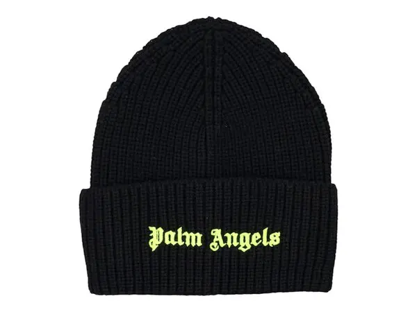 Palm Angels Classic Logo Ribbed Beanie - Black/green