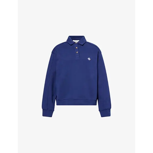 THE COUTURE CLUB Emblem-embroidered Cotton Rugby Top - Deepblue