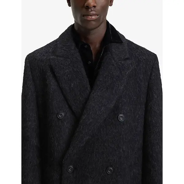 Hugo Double-breasted Relaxed-fit Wool-blend Coat