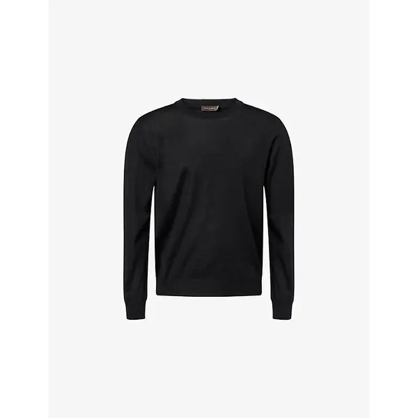 OSCAR JACOBSON Miguel Round-neck Wool Jumper - Black Tile