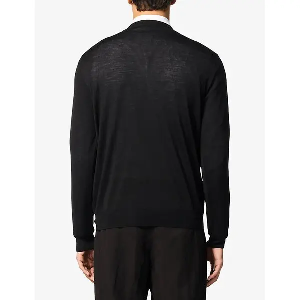OSCAR JACOBSON Miguel Round-neck Wool Jumper - Black Tile