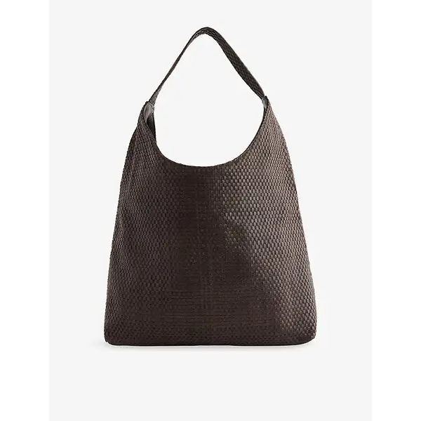 ST. AGNI Lattice Large Weave Leather Tote Bag