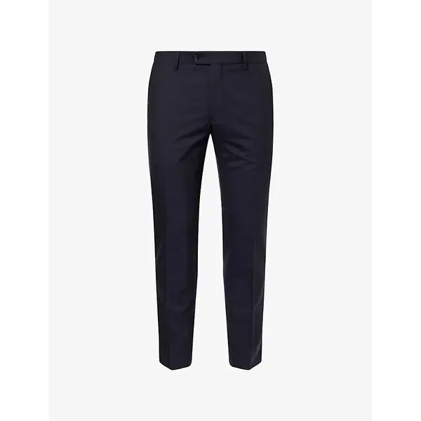 OSCAR JACOBSON Regular-fit Microstructure Wool Trousers