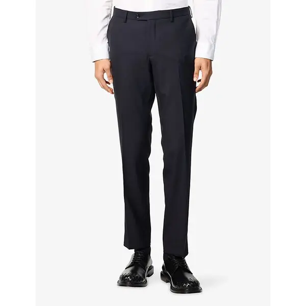 OSCAR JACOBSON Regular-fit Microstructure Wool Trousers