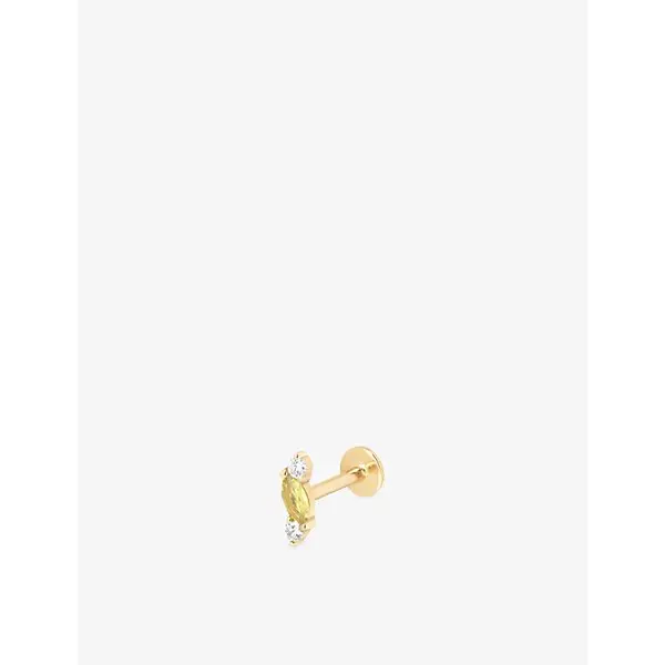 ASTRID & MIYU 14ct Yellow-gold, Lab-grown Diamond And Yellow Sapphire Stud Earrings - 14ct Solid Gold