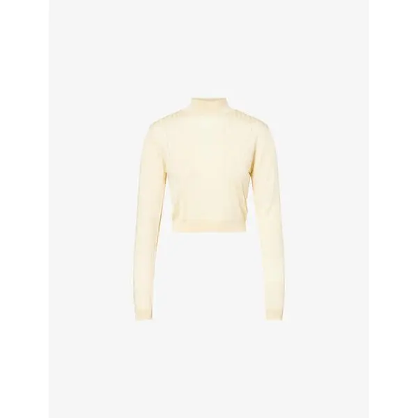 FRAME Knitted Turtleneck Cropped Top