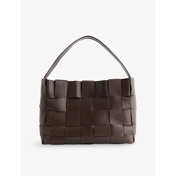 ST. AGNI Large Woven Leather Tote Bag