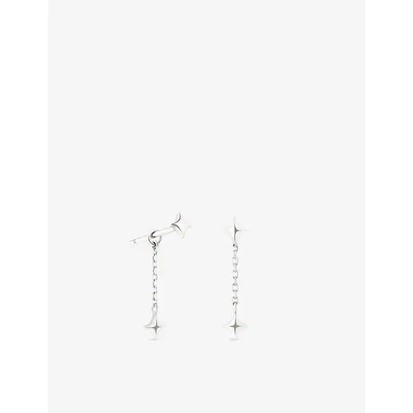ASTRID & MIYU Cosmic Star 14ct White-gold Stud Drop Earrings - 14ct Solid Wg