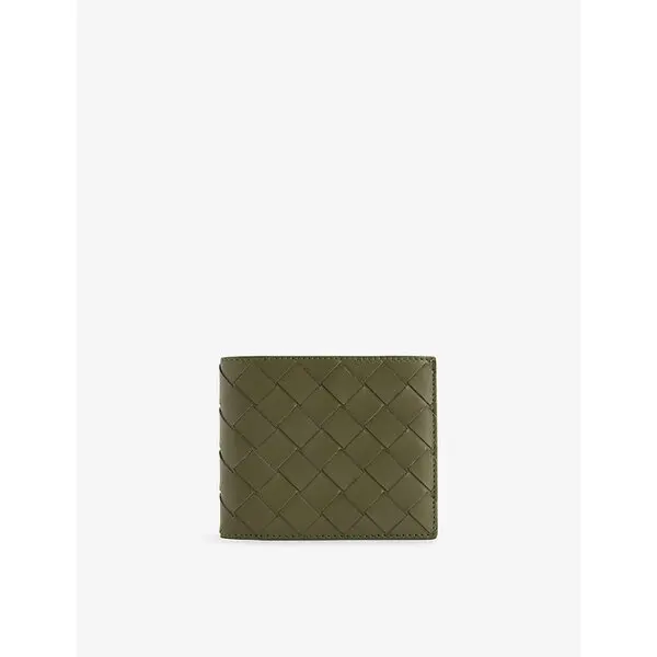 Bottega Veneta Intrecciato Bi-fold Leather Wallet - Crocodile-silver