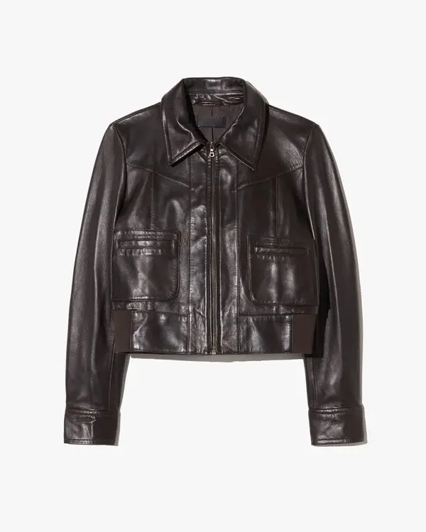 NILI LOTAN Leather Charly Jacket - Espresso