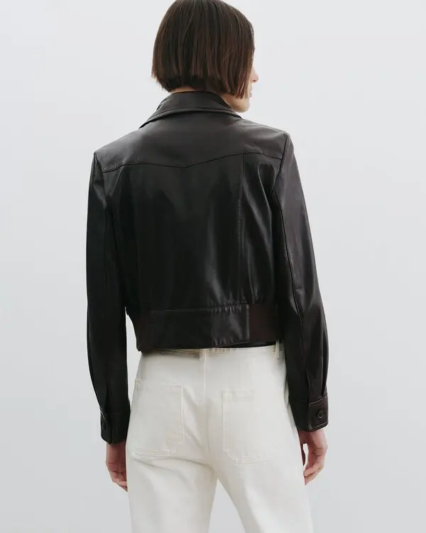 NILI LOTAN Leather Charly Jacket - Espresso