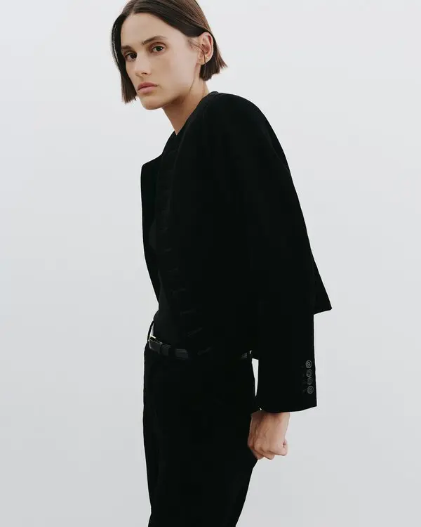 NILI LOTAN Patti Velvet Short Jacket - Black
