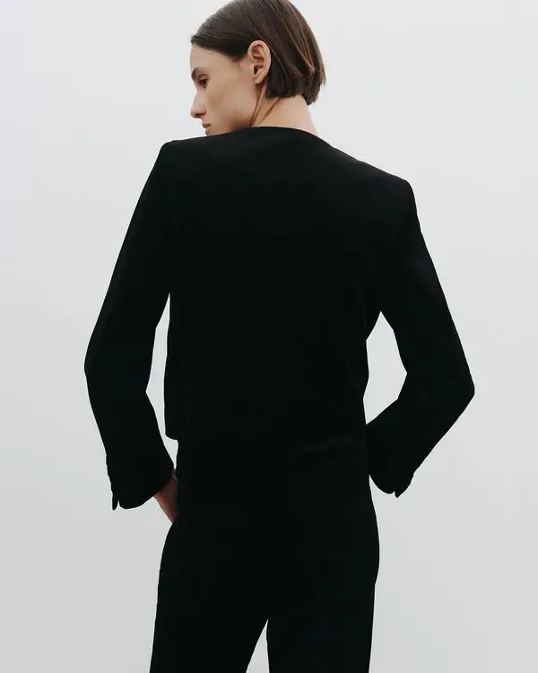 NILI LOTAN Patti Velvet Short Jacket - Black