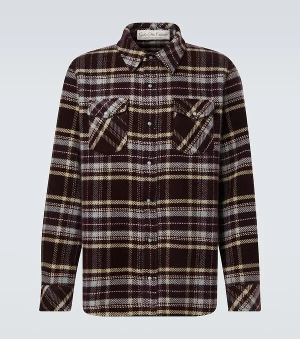 GOD'S TRUE CASHMERE Plaid Cashmere Shirt With Emerald - Multicoloured