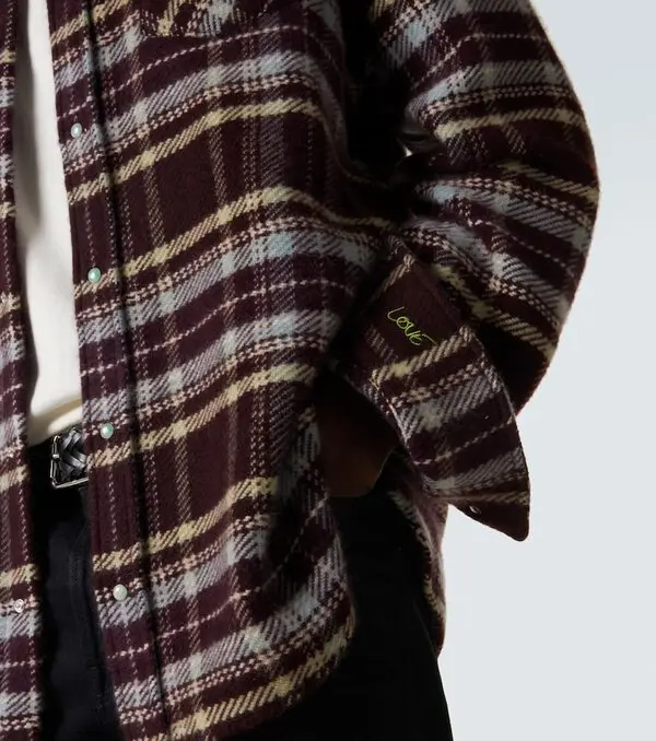 GOD'S TRUE CASHMERE Plaid Cashmere Shirt With Emerald - Multicoloured