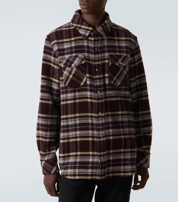 GOD'S TRUE CASHMERE Plaid Cashmere Shirt With Emerald - Multicoloured