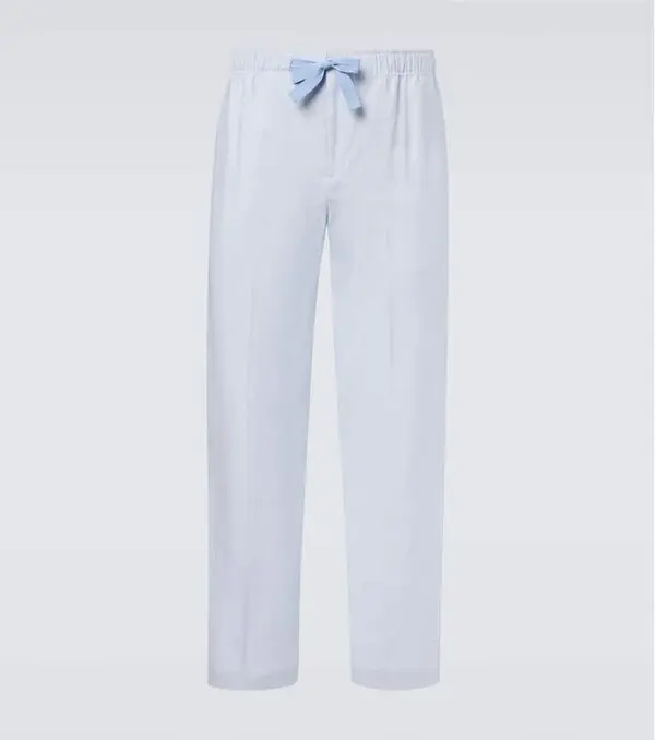 Orlebar Brown Alex Linen Straight Pants - Blue