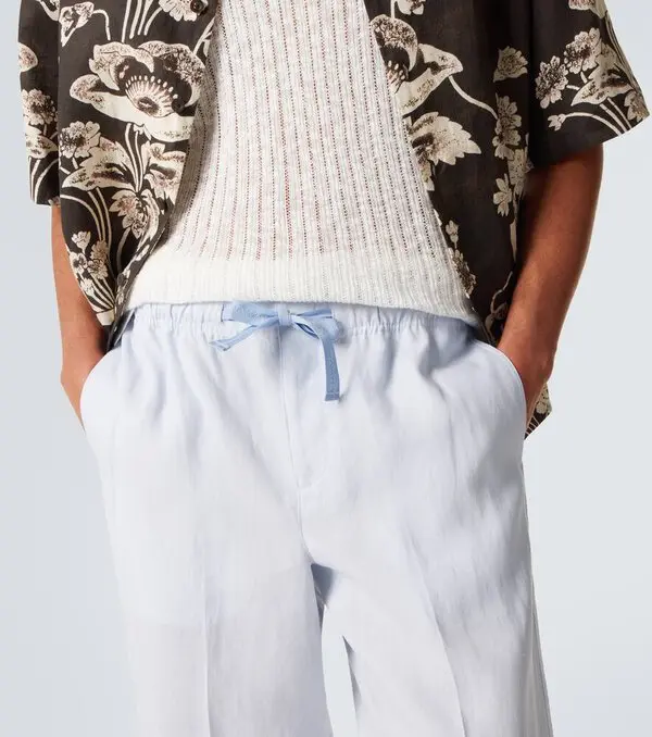 Orlebar Brown Alex Linen Straight Pants - Blue