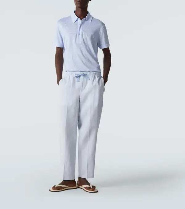 Orlebar Brown Alex Linen Straight Pants - Blue