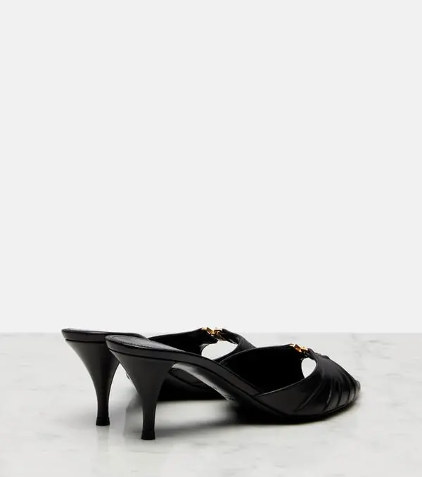 Saint Laurent Babylone 60 Leather Mules - Black
